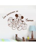 Sticker autocollant Mickey aventurier avec prénom personnalisé